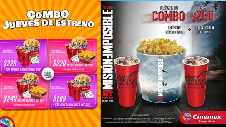 Precios de combos en Cinemex 2023: Palomitas, refrescos y nachos