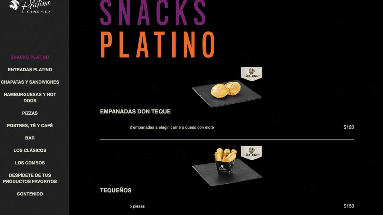 Precio de Combos Cinemex Platino 2024: Menú de Palomitas y Refrescos